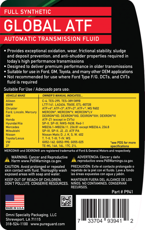Full Synthetic Global ATF - PureGuard